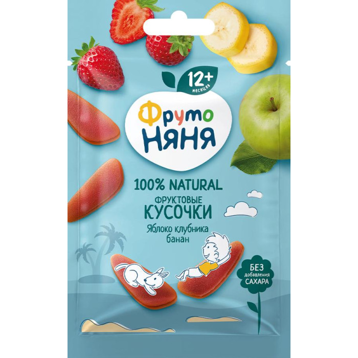 ФрутоНяня Фруктовые кусочки из яблок, клубники и бананов 15 г — купить ...