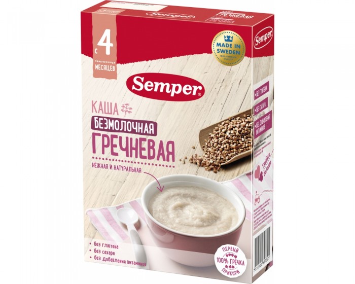 Безмолочная гречневая каша с 4 мес. 180 г Semper — купить в Москве в ...