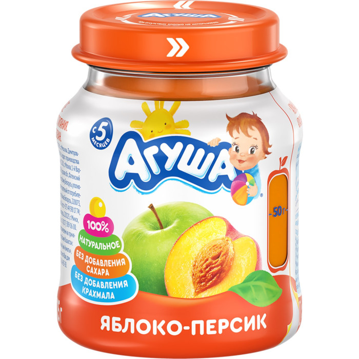 Агуша Пюре фруктовое Яблоко-персик с 5 мес. 100 г - Акушерство.Ru